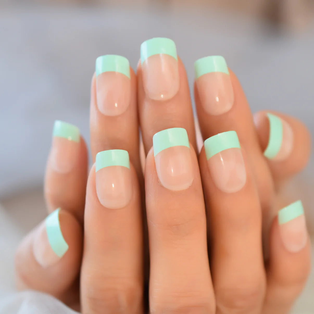 Mint French Nails – Nailfy